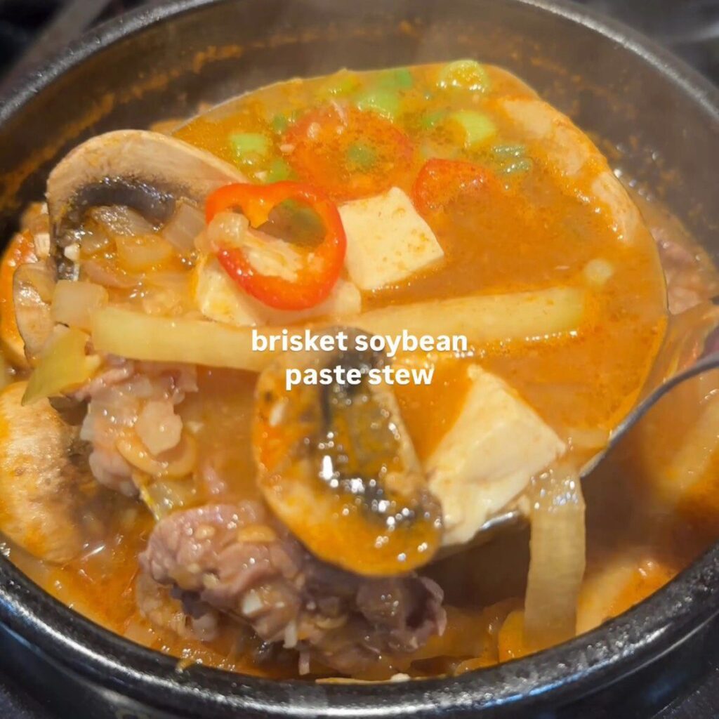 Spicy Pork Belly + Brisket Soybean Paste Stew | happybaes.com